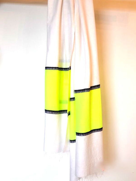 Yellow, black and white handmade Ethiopian scarf – FTWWL